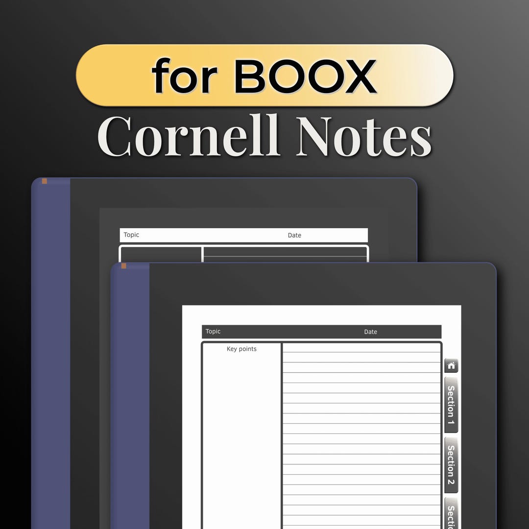 Custom Cornell Notes Journal for BOOX | Light & Dark Mode | Note-taking ...