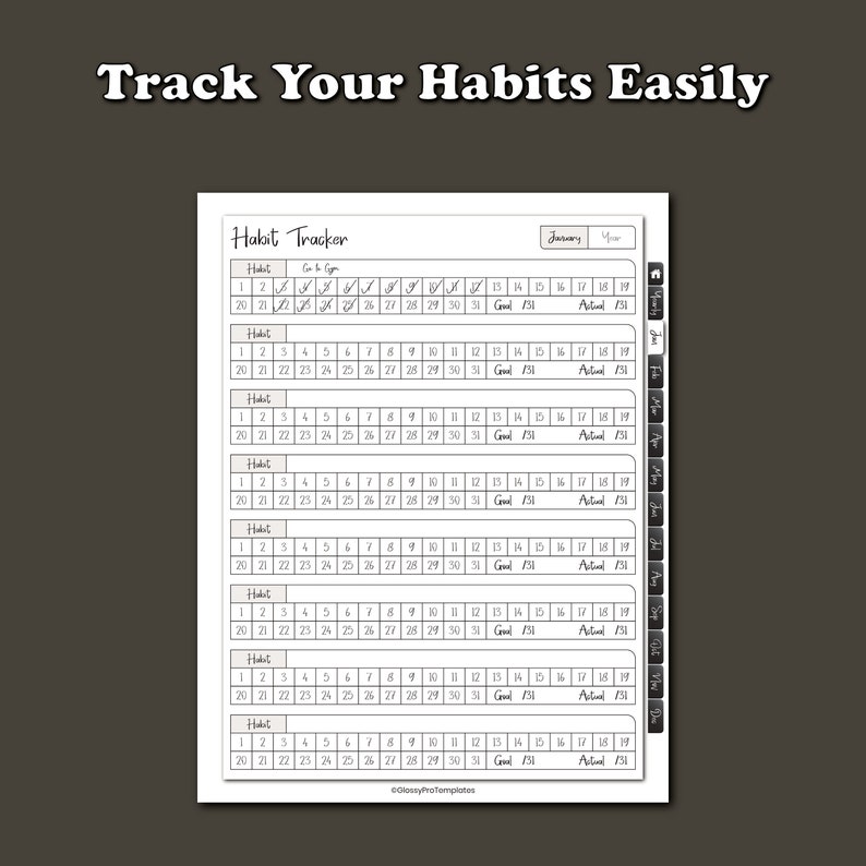 SUPERNOTE Habit Tracker Bundle Portrait and Landscape, Supernote ...