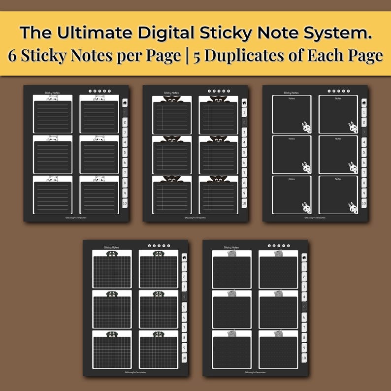 Custom Sticky Notes for SUPERNOTE With Hyperlinks | Sticky Notes Light ...