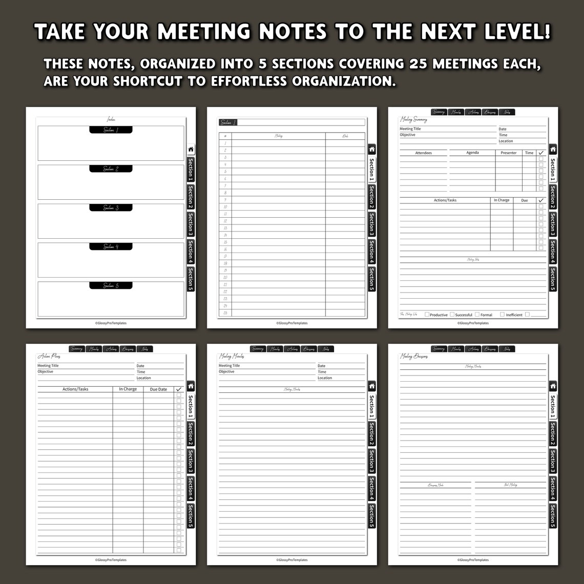 SUPERNOTE Meeting Notes Templates, Meeting Minutes Templates, Supernote ...