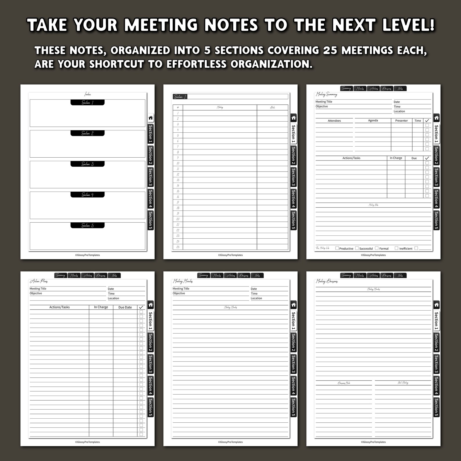 SUPERNOTE Meeting Notes Templates, Meeting Minutes Templates, Supernote ...