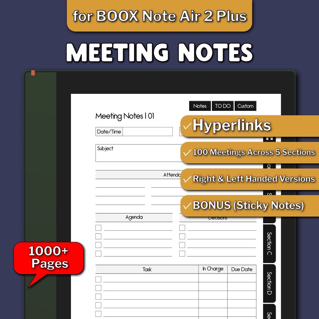 BOOX Note Air 2 Plus Meeting Notes, Boox Note Air 2 Plus Templates ...