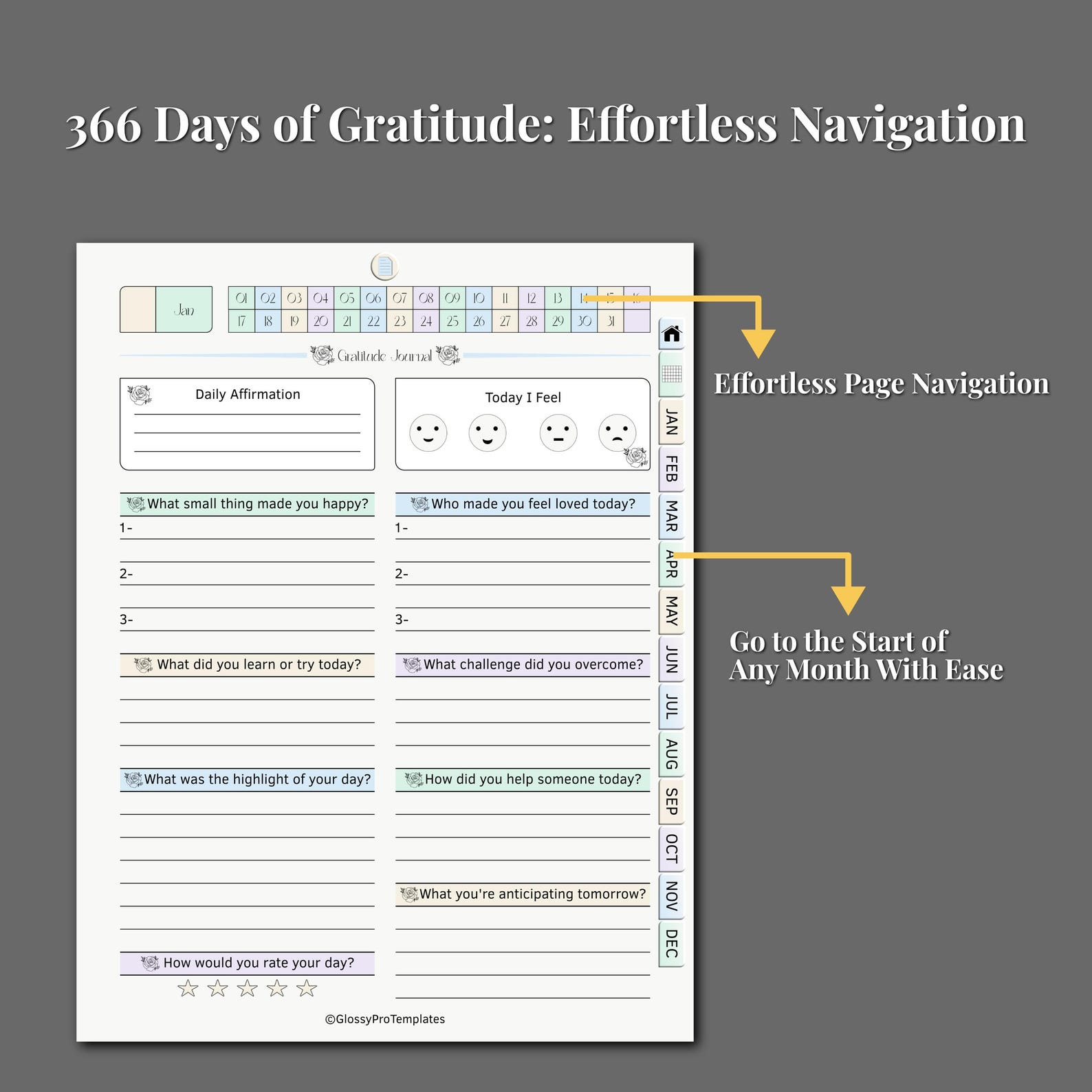 365 Days of Gratitude, Daily Gratitude Journal for BOOX, Digital ...