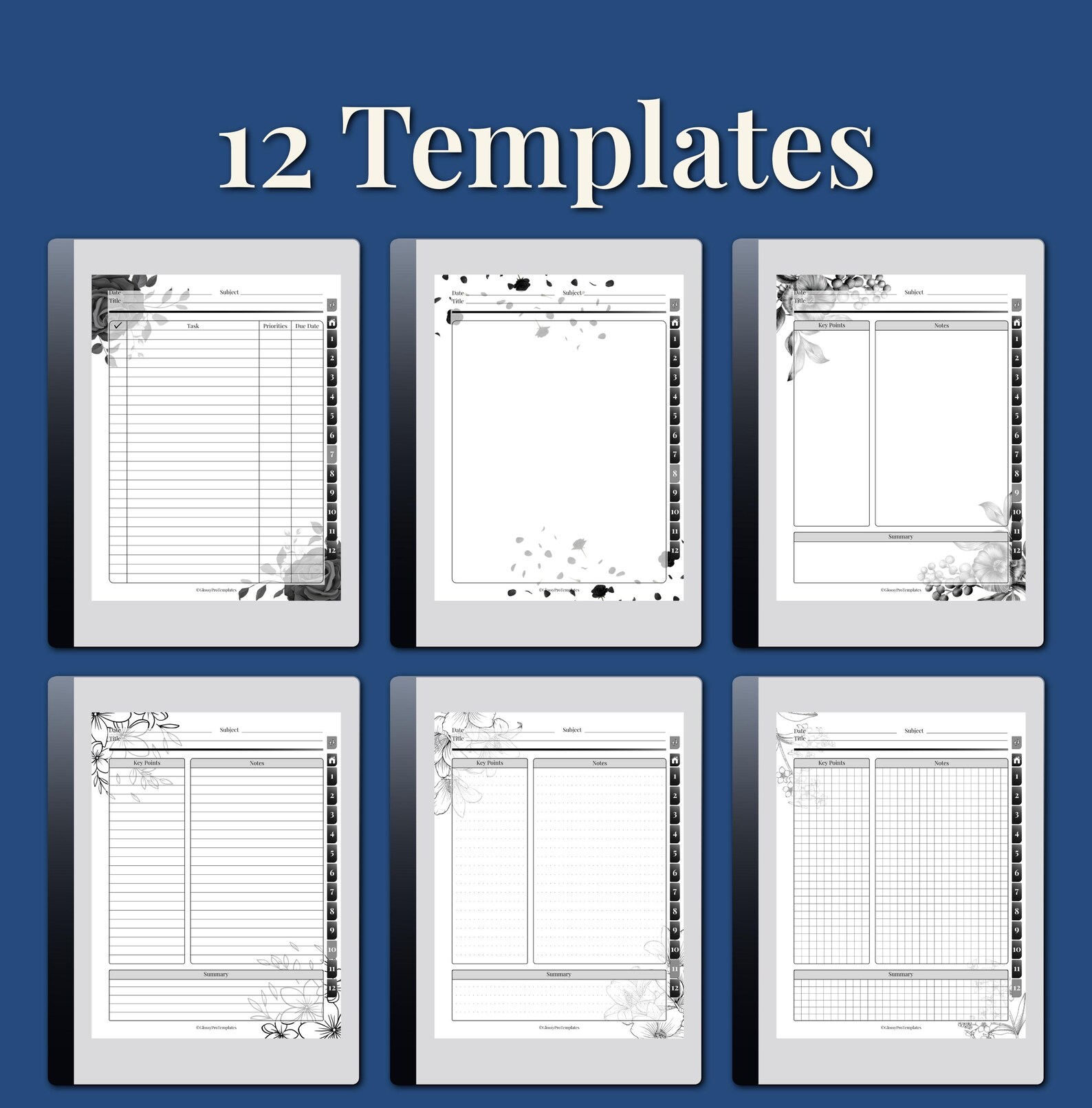 Premium Digital Notebook for Remarkable Tablets, 12 Hyperlinked ...