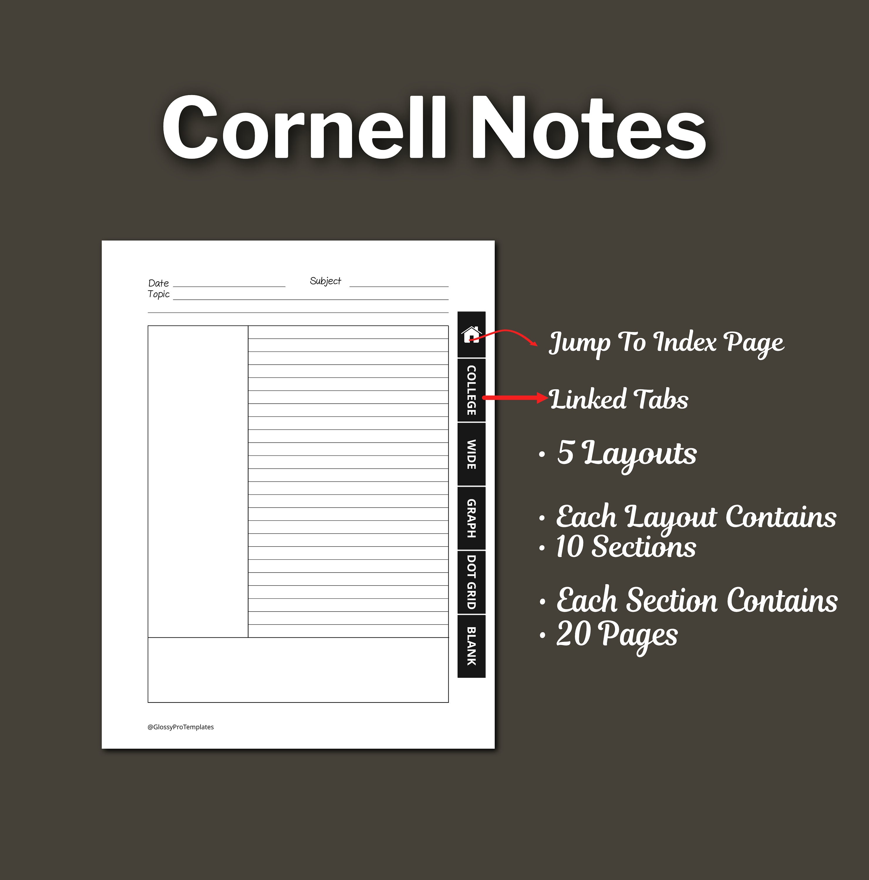 SUPERNOTE Cornell Note Taking Note Taking Templates - Etsy