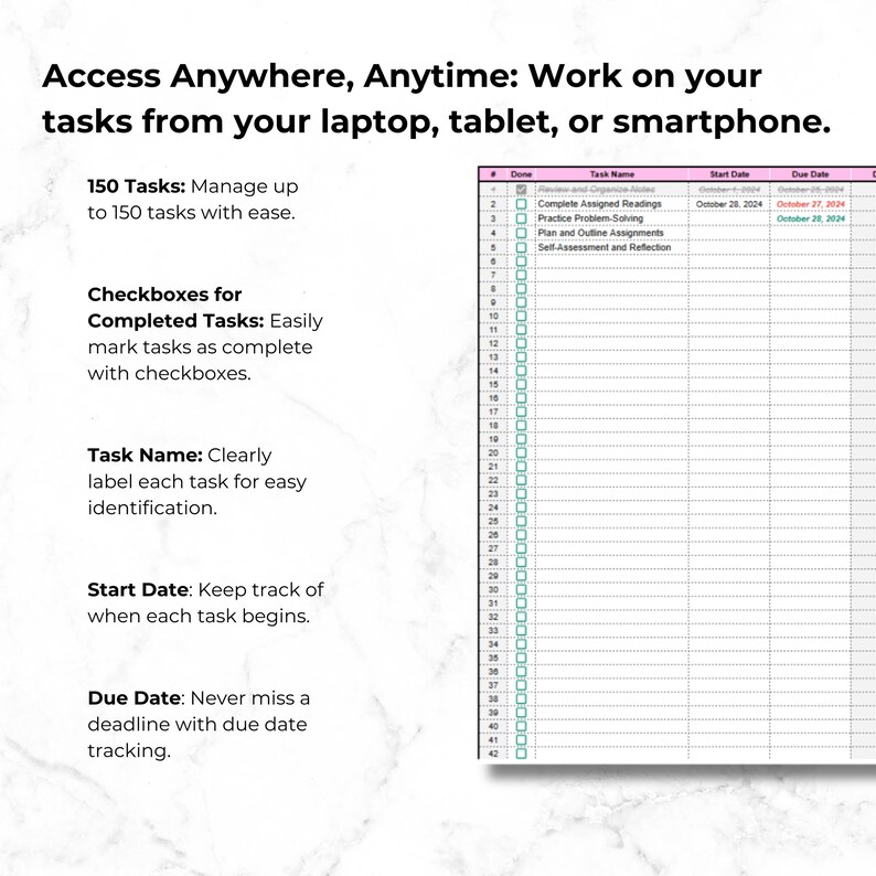 Task Tracker Google Sheet, To-do List Spreadsheet, Task Planner ...