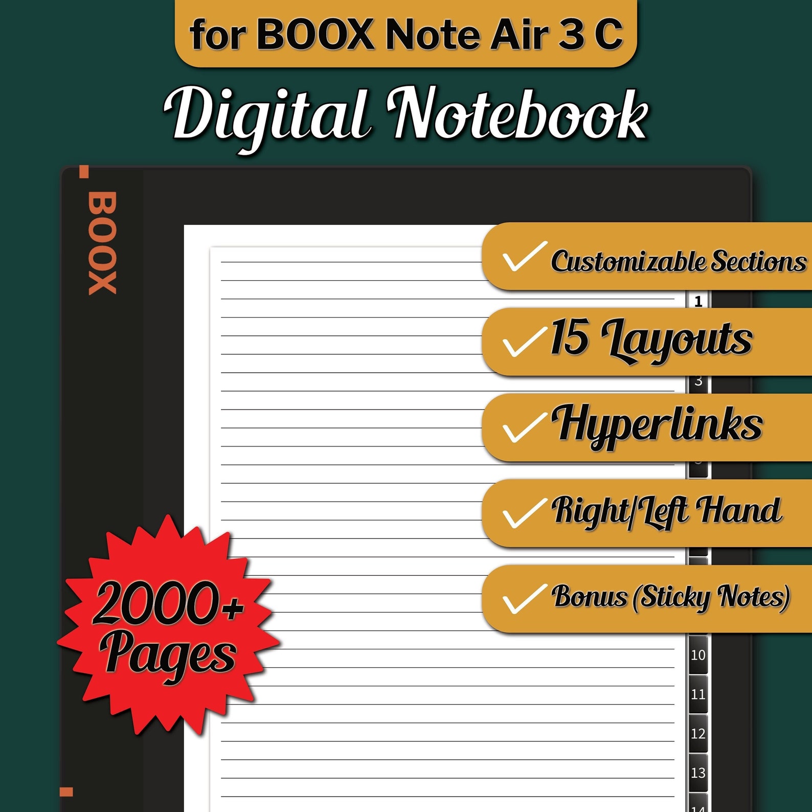 BOOX Note Air 3 C Notebook Bundle, Boox Note Air 3 C Templates, Digital ...