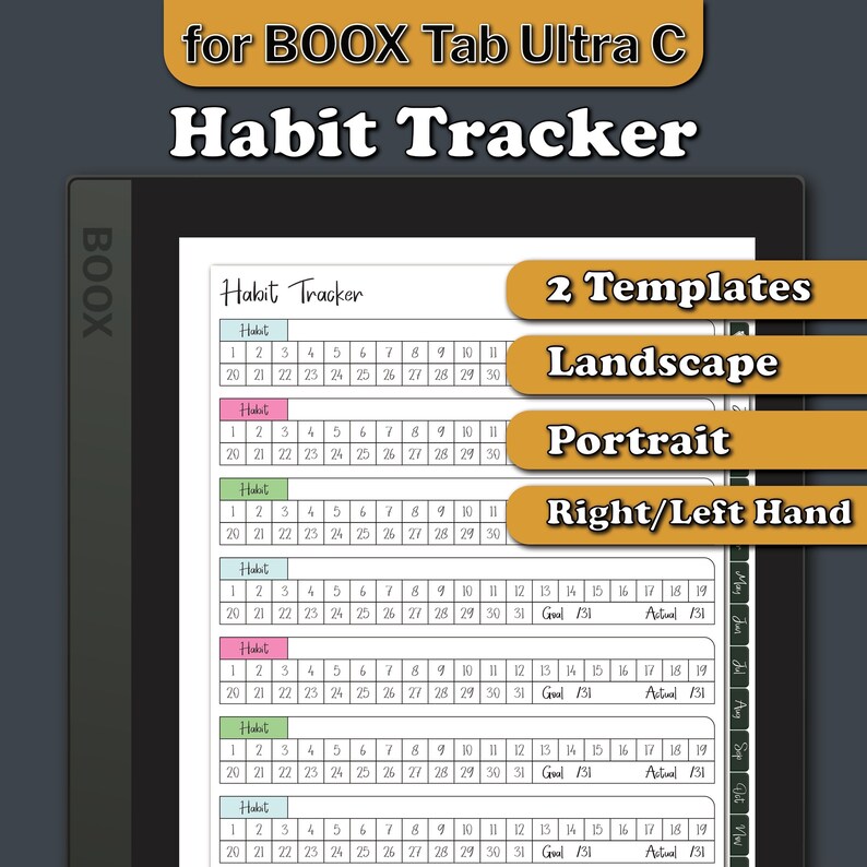 Habit Tracker for BOOX Tab Ultra C, Digital Habit Tracker, Templates ...