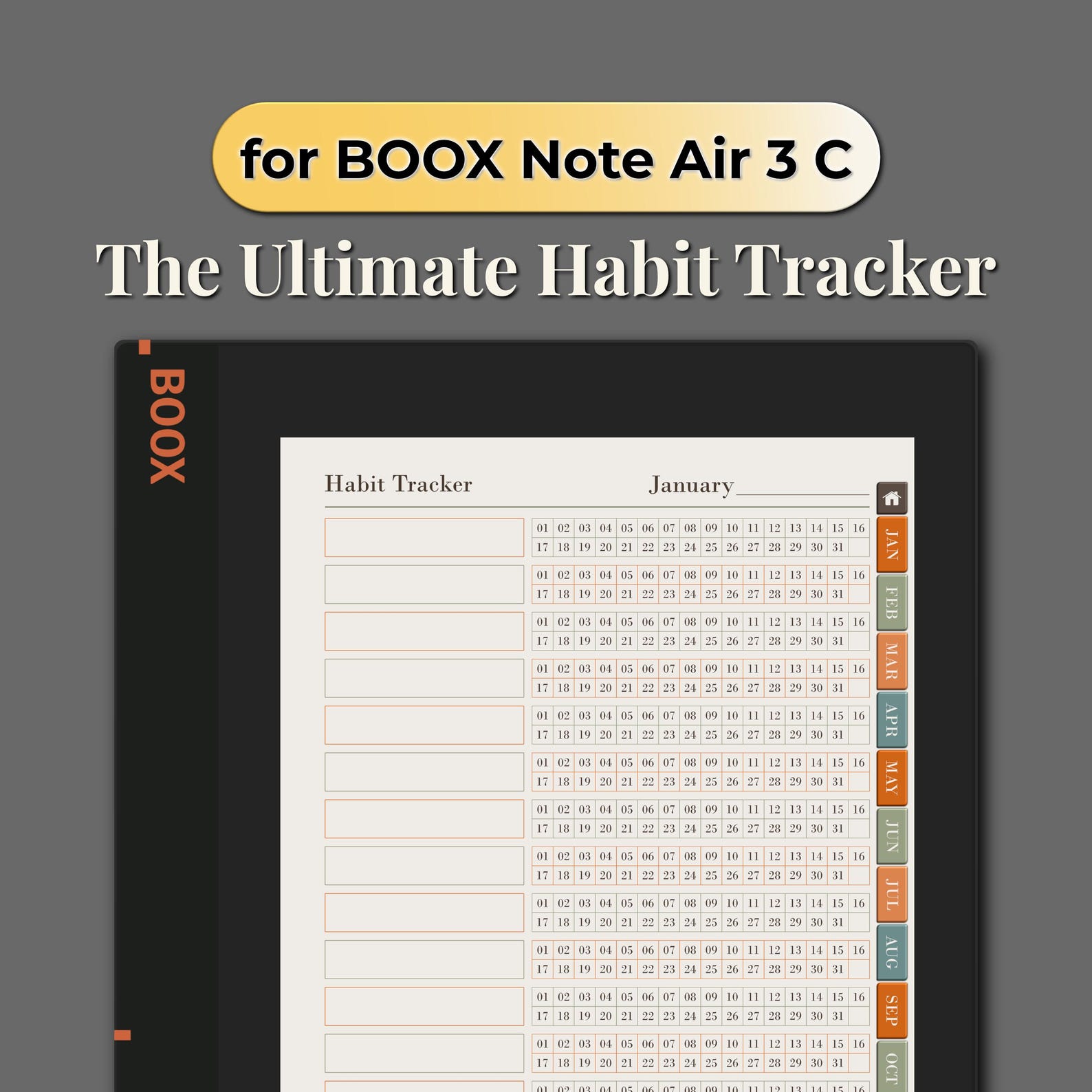 Ultimate Habit Tracker for BOOX Note Air 3 C | Templates for Boox Note ...