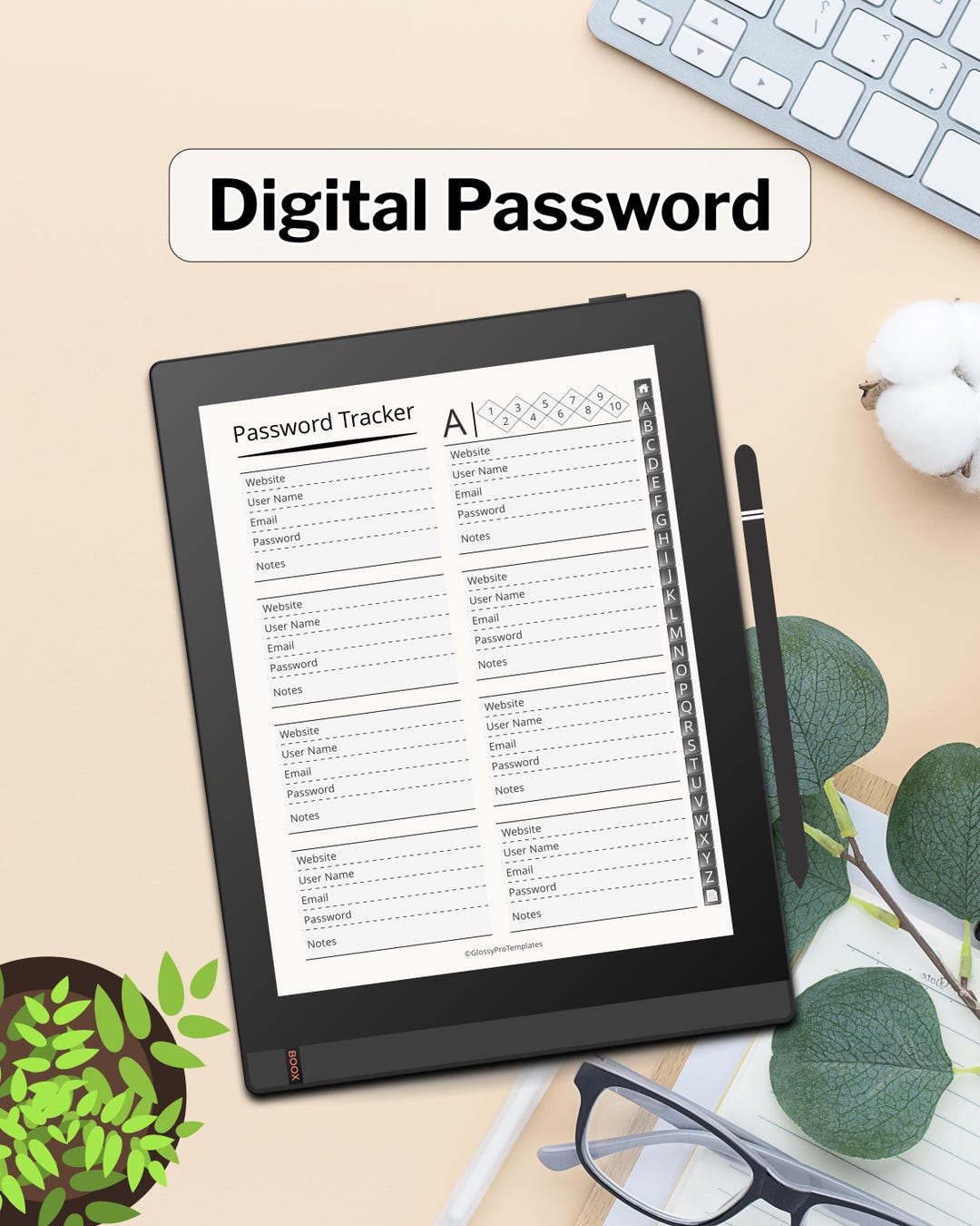 Password Tracker Template for BOOX | A–Z Hyperlinked Digital Password ...