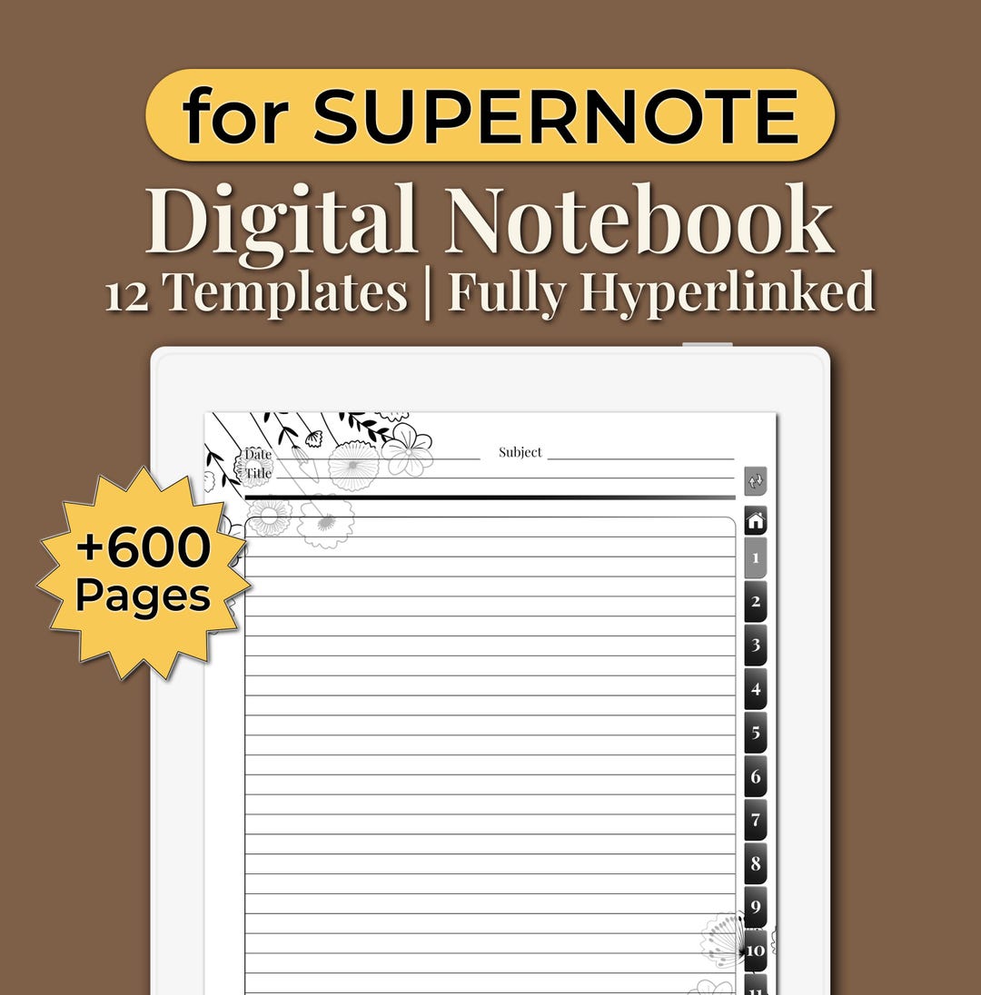 Ultimate Digital Notebook 12 Templates for SUPERNOTE, Templates for ...