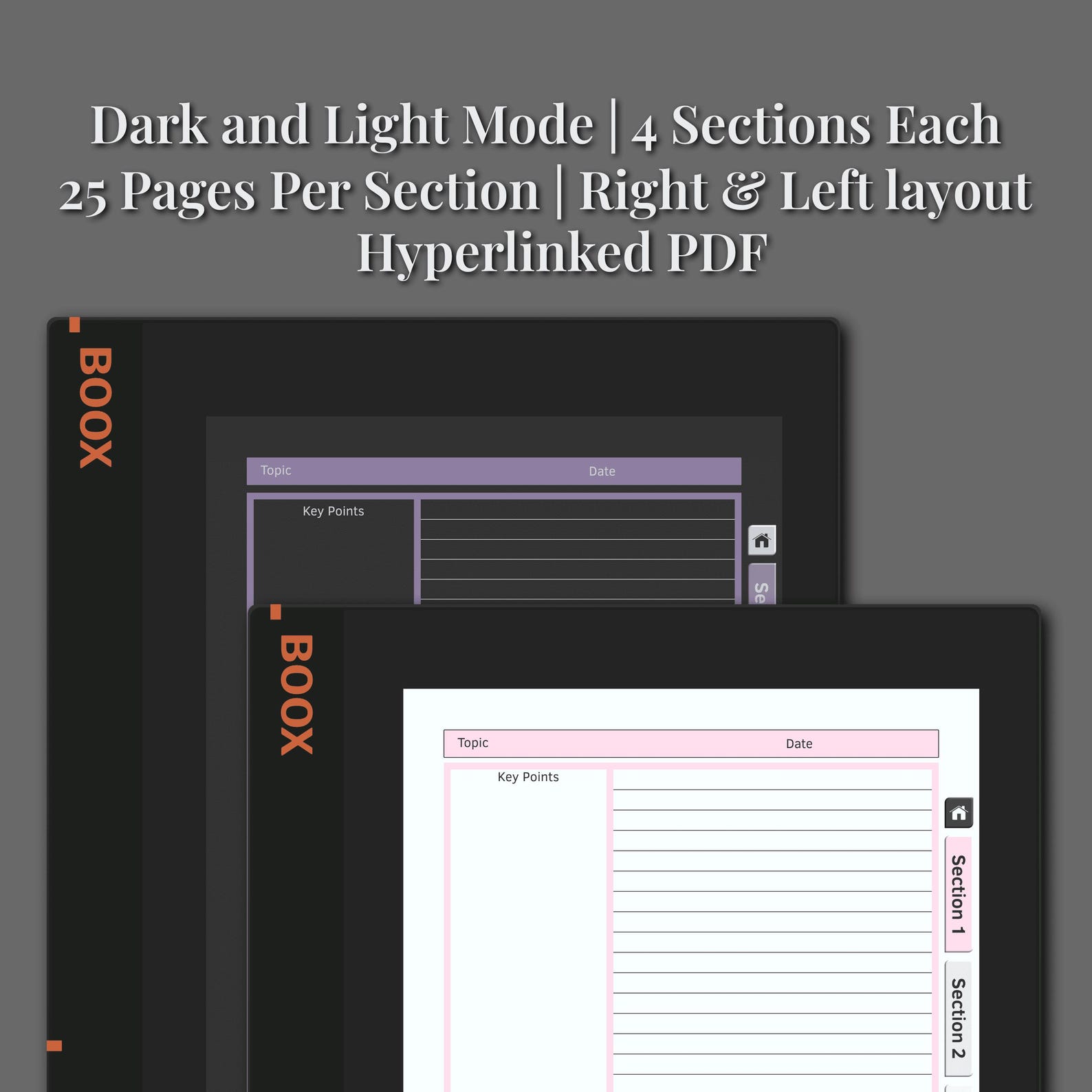 Digital Cornell Notes Template for Boox Note Air 3 C | Dark & Light ...
