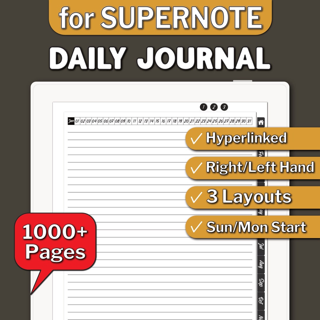 Undated Daily Journal for SUPERNOTE, Templates for Supernote, Daily ...