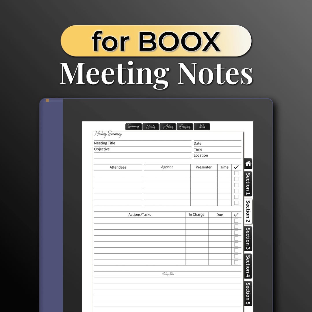 Digital Meeting Notes Template for BOOX, Templates for Boox, Meeting ...