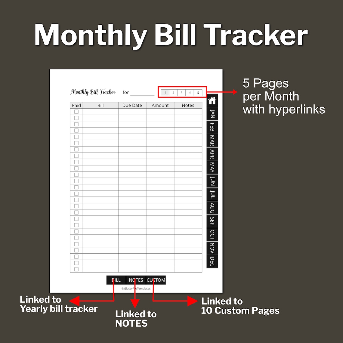 Bill Tracker for SUPERNOTE, Monthly Bill Tracker, Bill Tracker ...