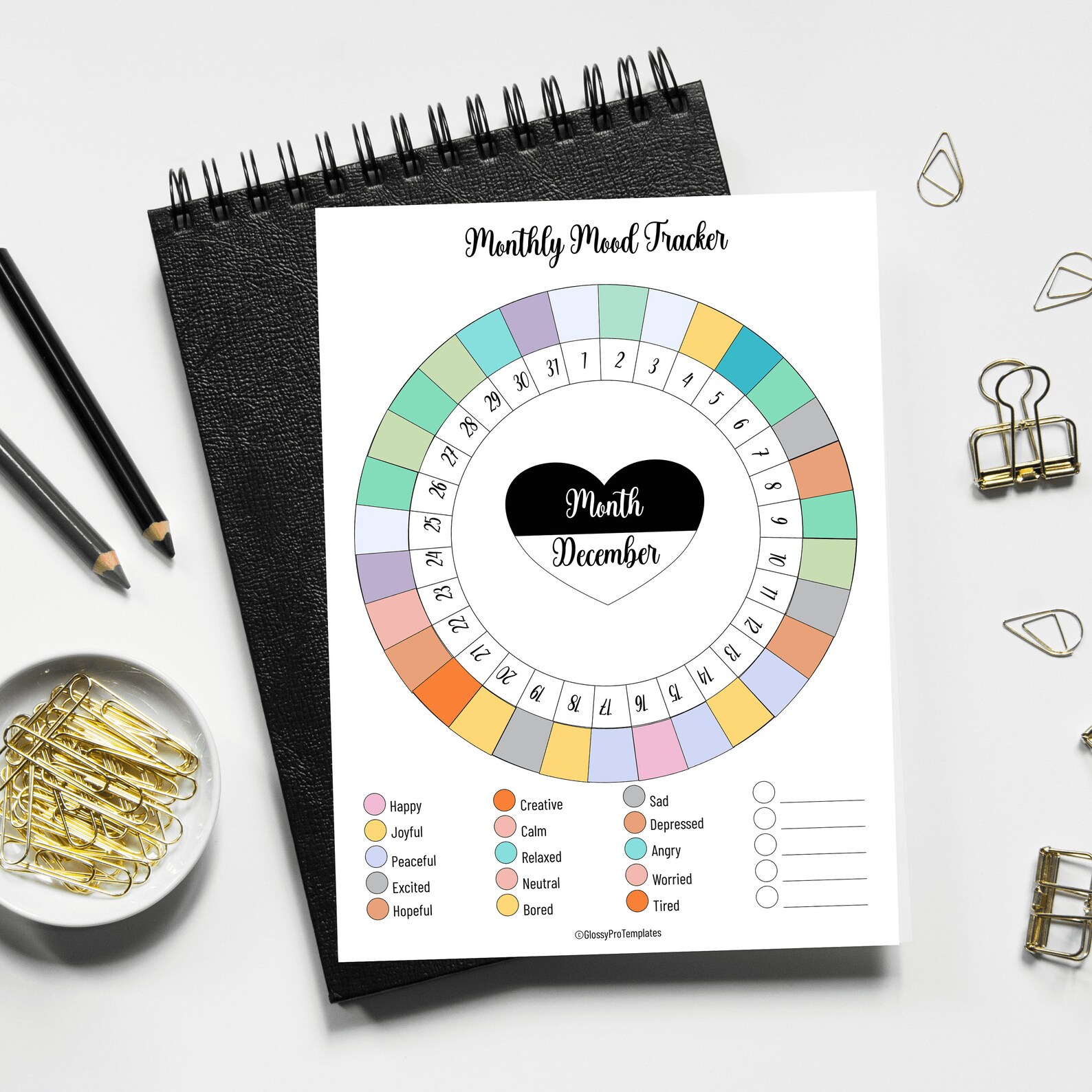 Printable Mood Tracker Bundle, Yearly Mood Tracker & Monthly Mood ...