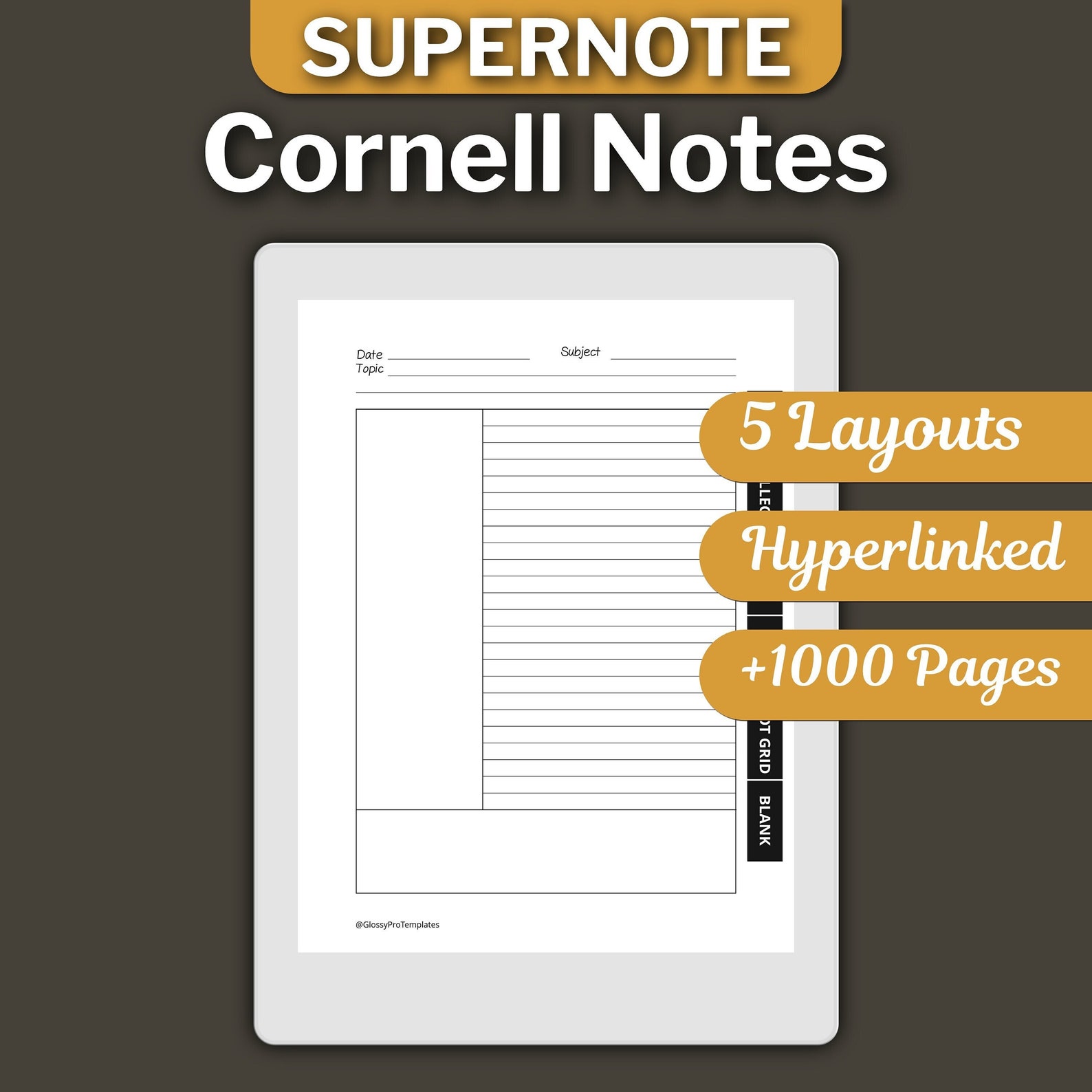 SUPERNOTE Cornell Note Taking Note Taking Templates - Etsy