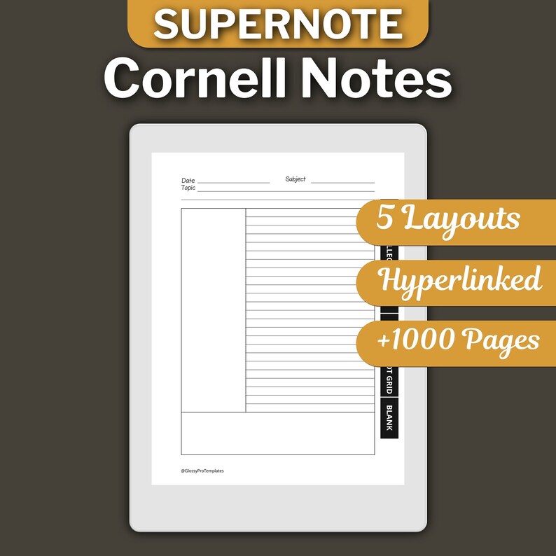 SUPERNOTE Cornell Note Taking Note Taking Templates - Etsy