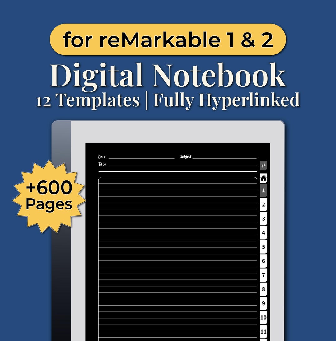 The Ultimate Digital Notebook for Remarkable Tablets, Templates for ...