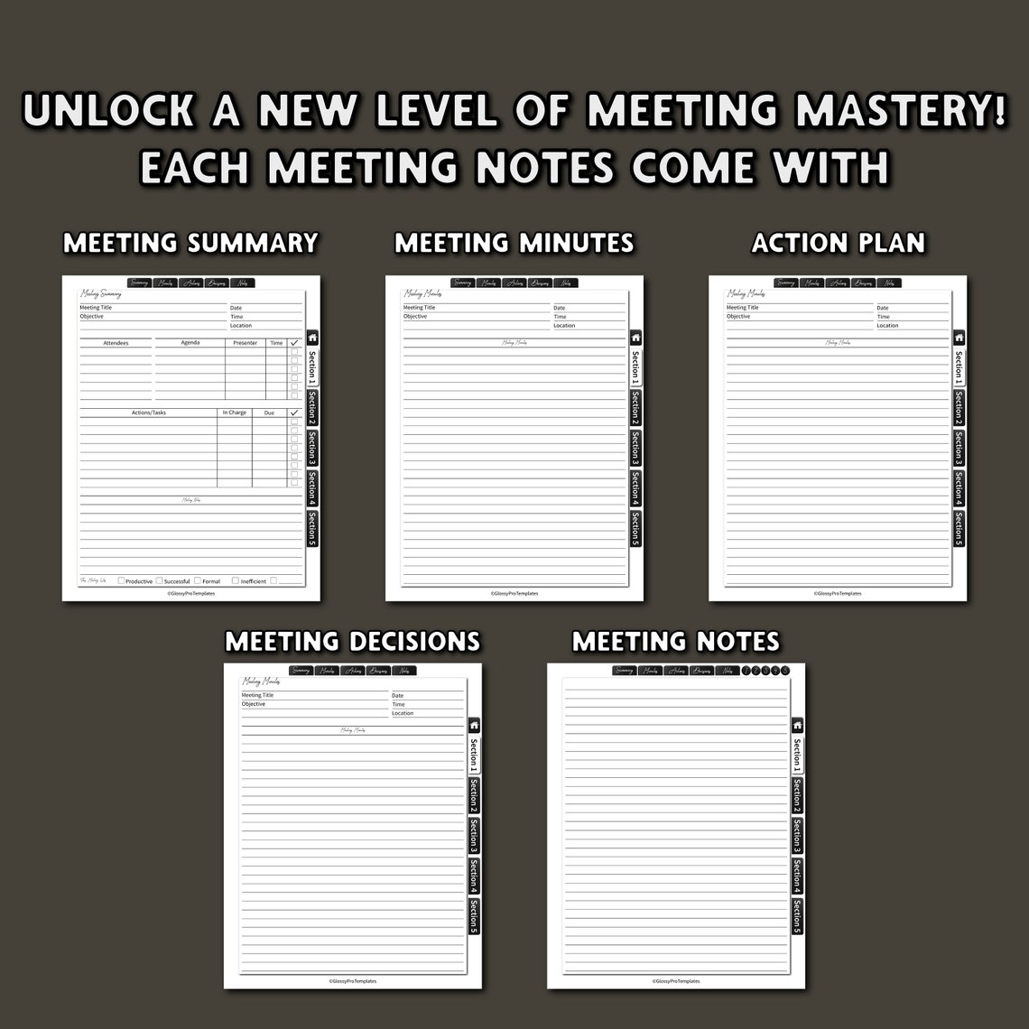 SUPERNOTE Meeting Notes Templates, Meeting Minutes Templates, Supernote ...