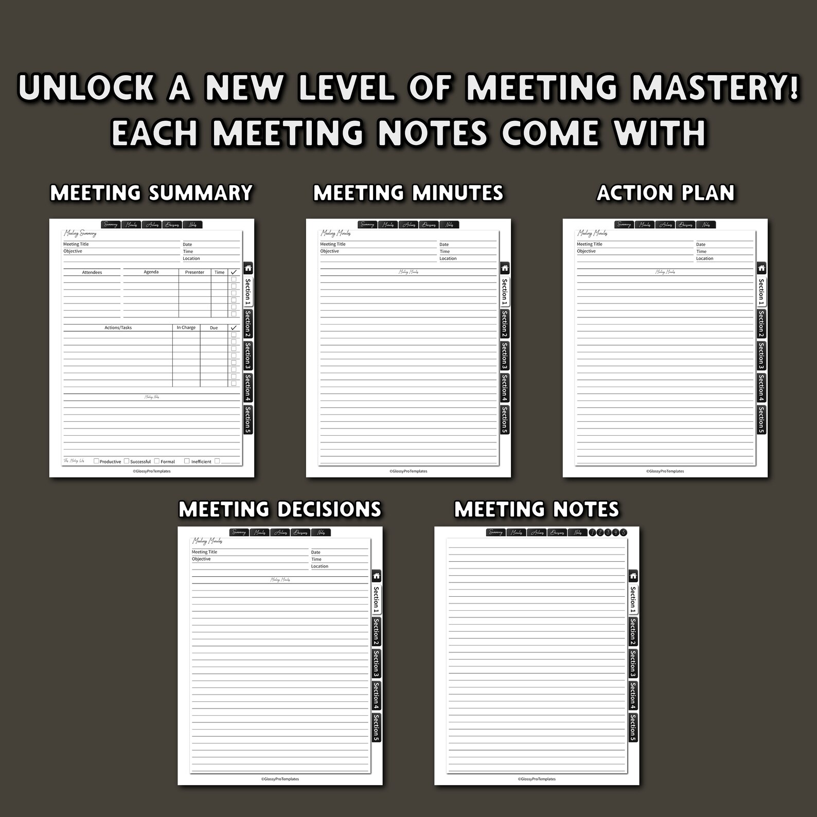 SUPERNOTE Meeting Notes Templates, Meeting Minutes Templates, Supernote ...