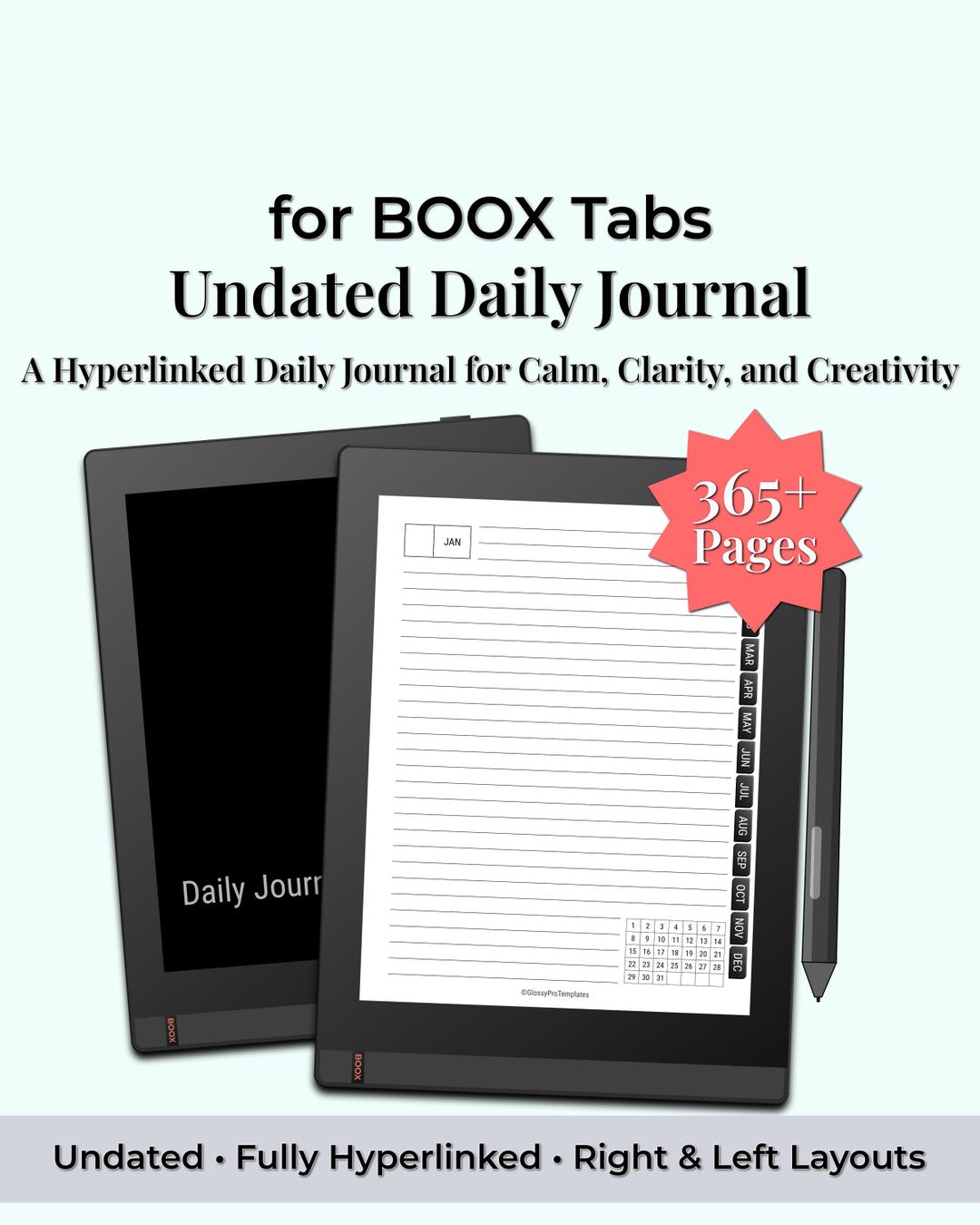 Digital Daily Journal for Boox | Undated 365 Day Hyperlinked Notebook ...