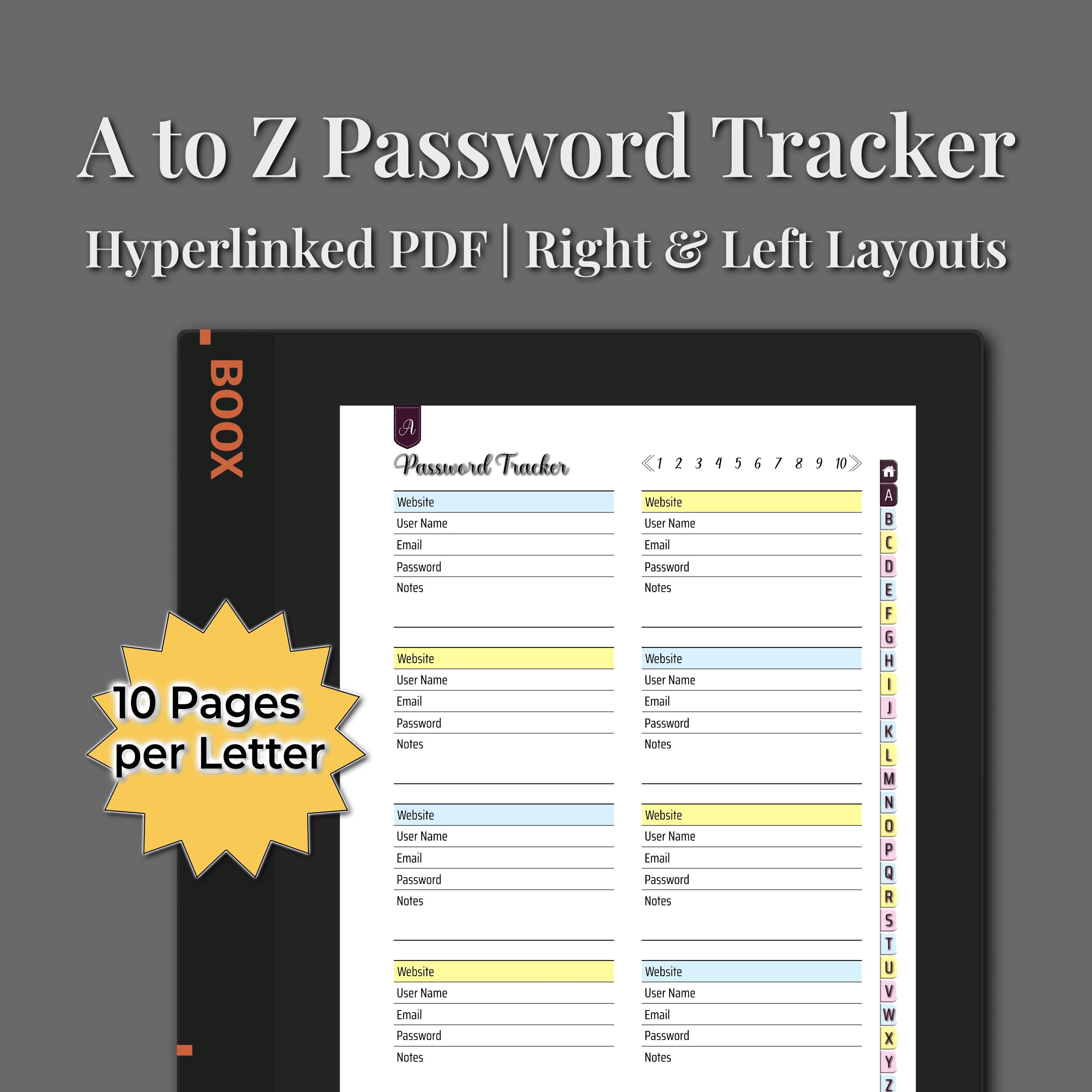 Digital Password Tracker Template for BOOX Note Air 3 C ...