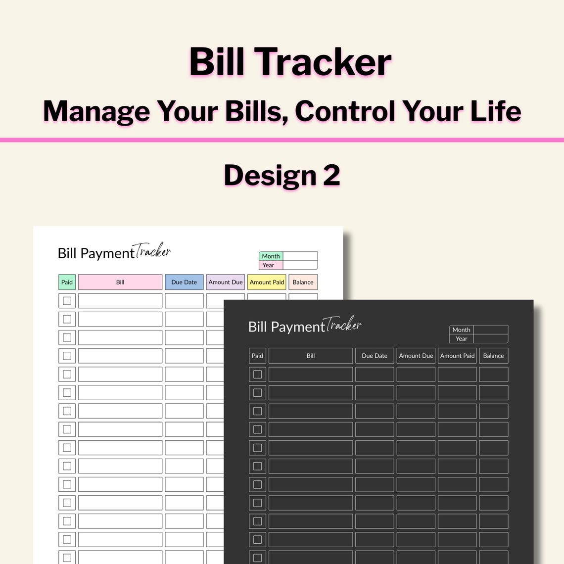 Bill Payment Organizer for Goodnotes & Notability 2 Designs | Digital ...