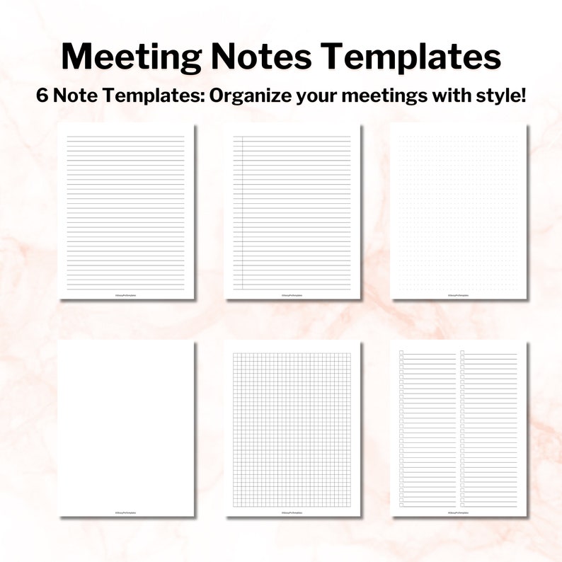 Printable Meeting Notes Template, Meeting Minutes Templates, Meeting ...