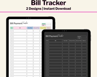 Digital Bill Tracker for Goodnotes & Notability 8 Colors | Bill Payment ...