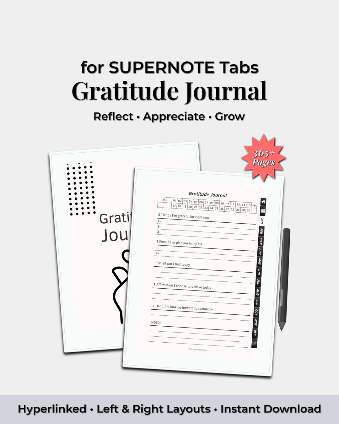 Daily Gratitude Journal for Supernote | Hyperlinked Mindfulness ...
