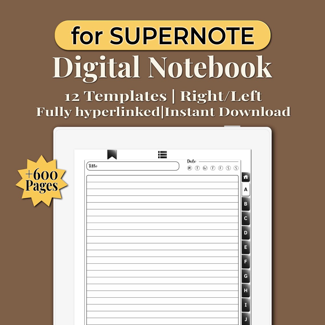 Digital Notebook for SUPERNOTE, Digital Notebook 12 Templates ...
