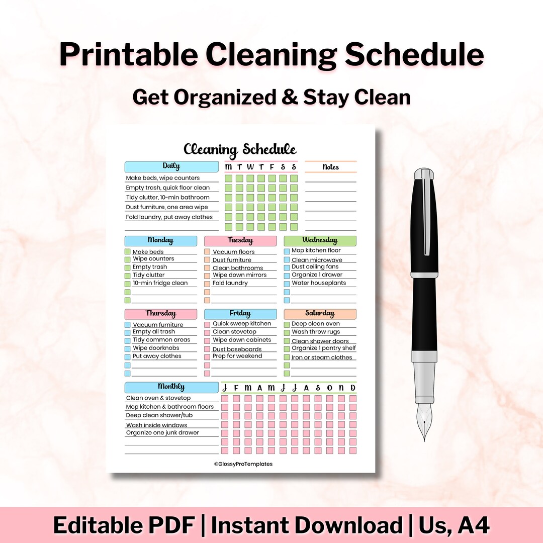 Ultimate Cleaning Schedule Planner, Cleaning Planner, Daily, Weekly ...