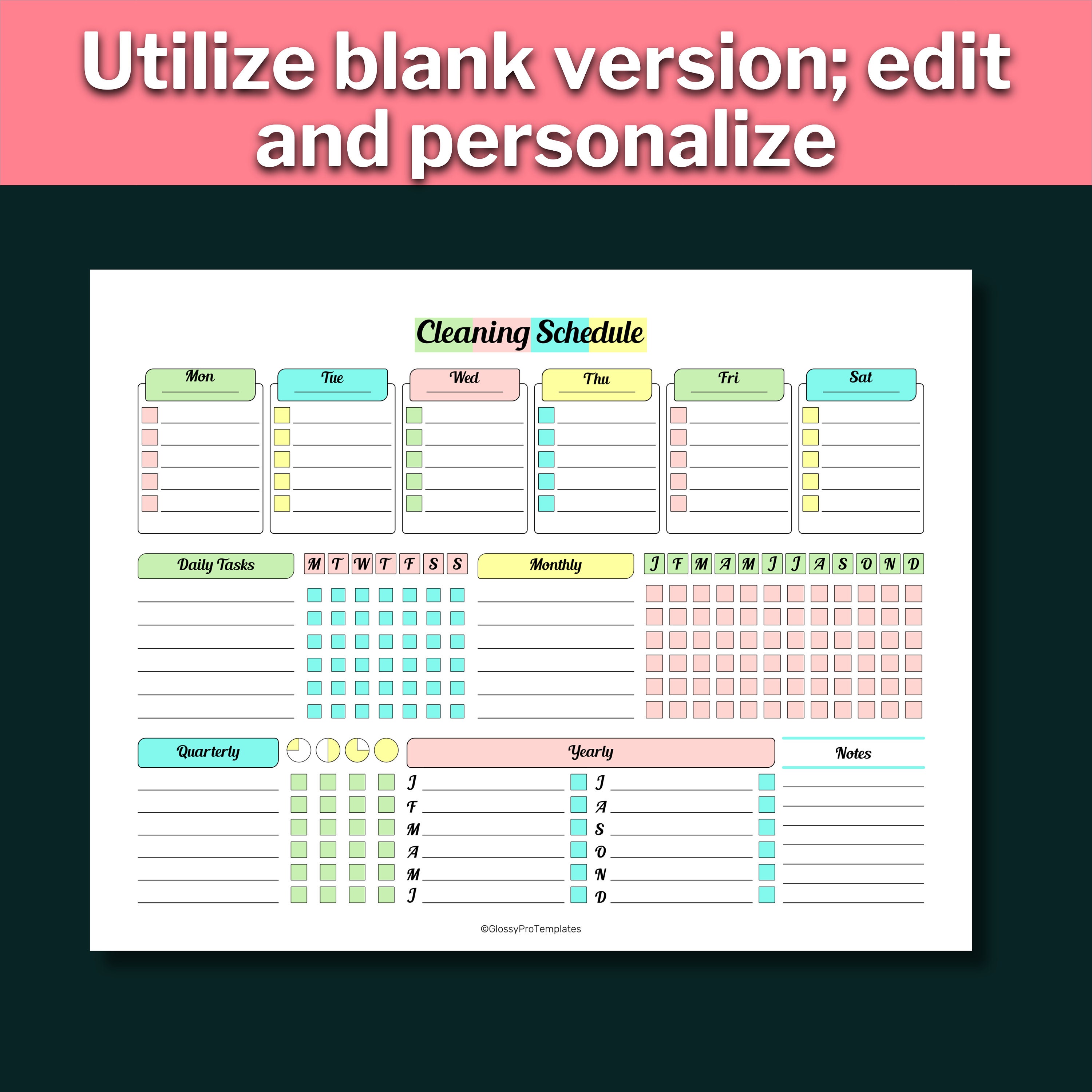 Editable Cleaning Routine Planner, Printable Cleaning Schedule ...