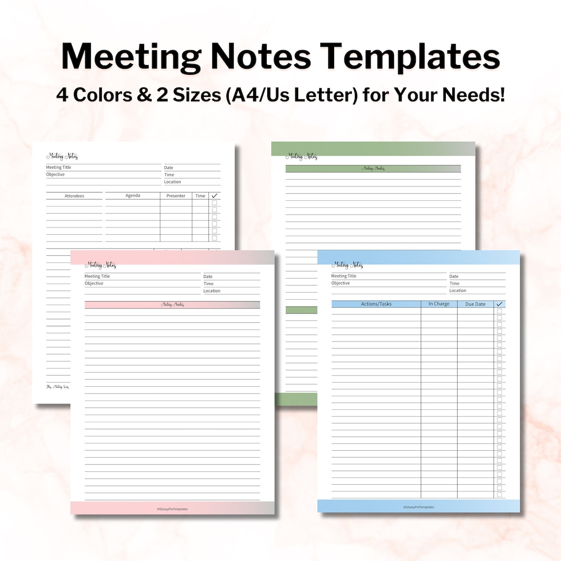 Printable Meeting Notes Template, Meeting Minutes Templates, Meeting ...