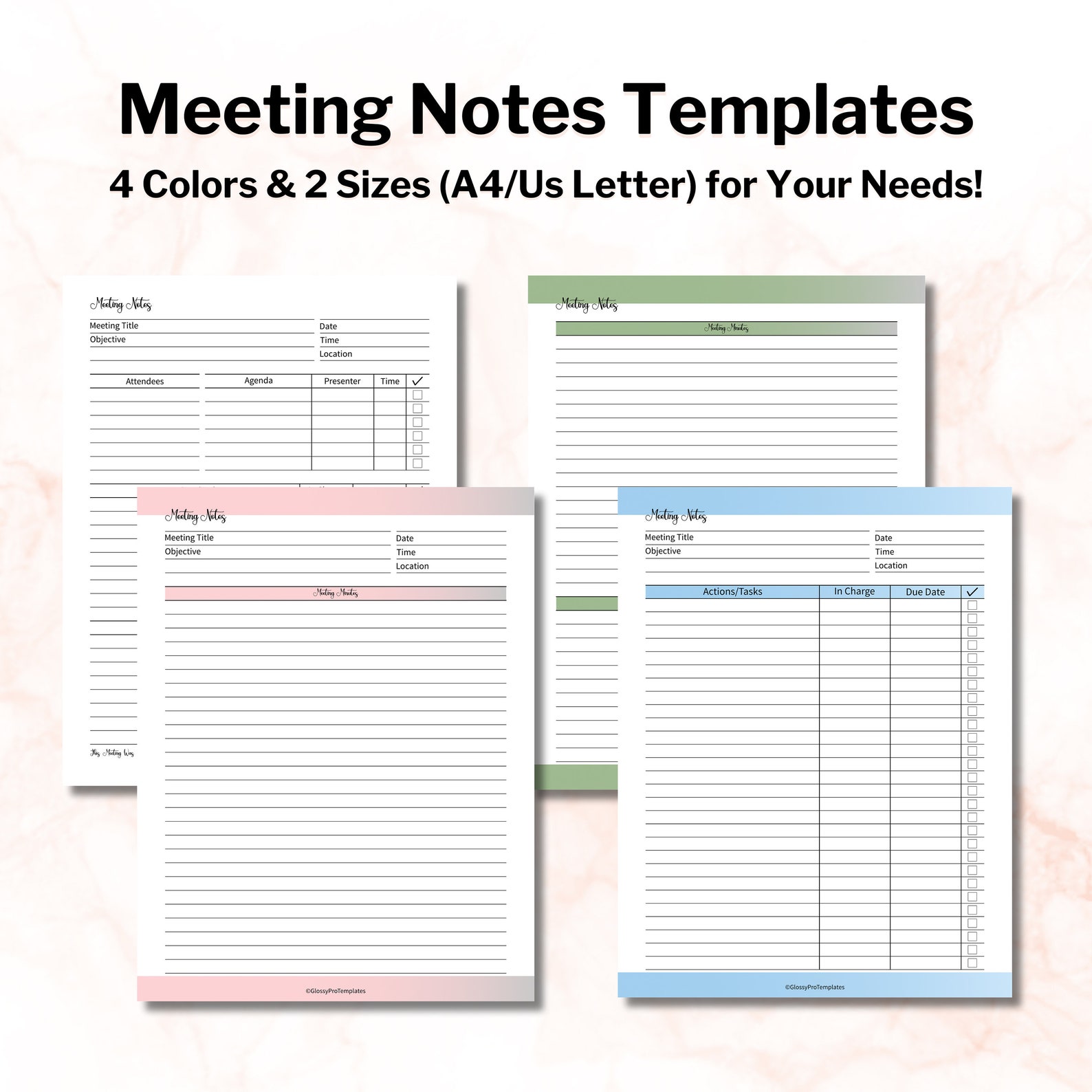 Printable Meeting Notes Template, Meeting Minutes Templates, Meeting ...