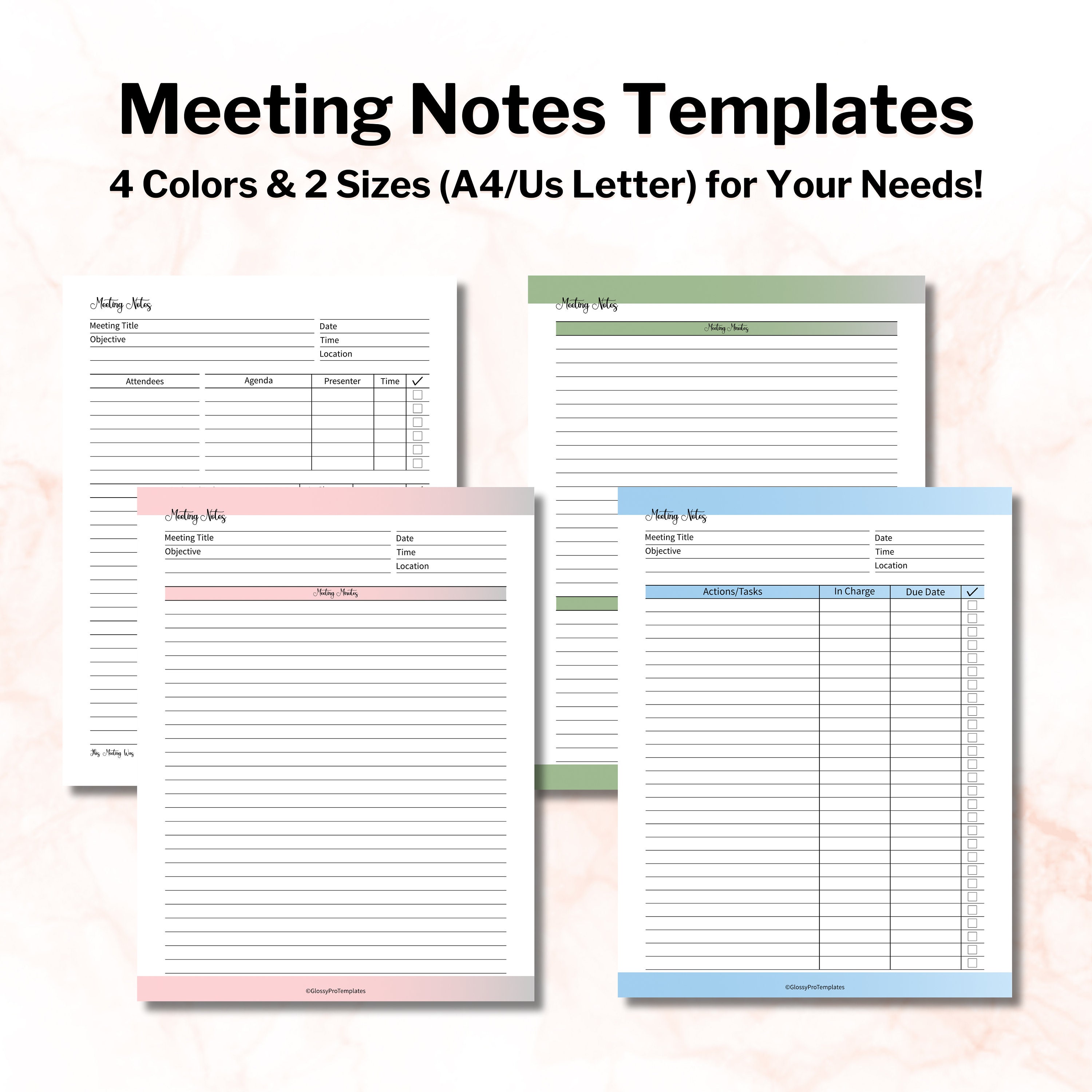 Printable Meeting Notes Template, Meeting Minutes Templates, Meeting ...