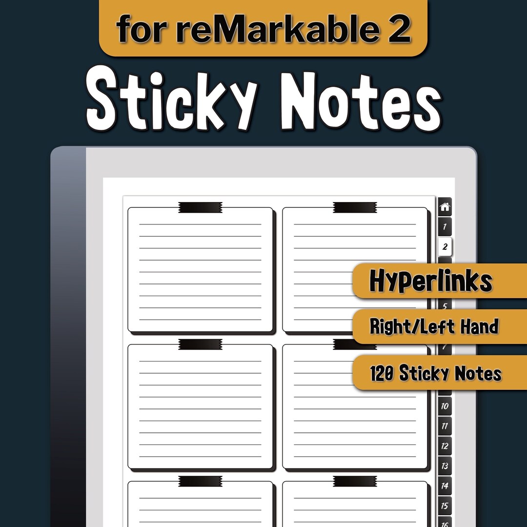 Sticky Notes Set for Remarkable 2 Template, Digital Sticky Notes ...