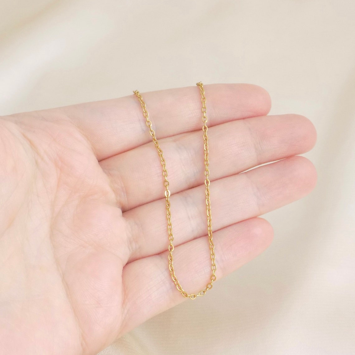 18K Gold Chain, Delicate Chain for Pendants Charms, Dainty Replacement ...