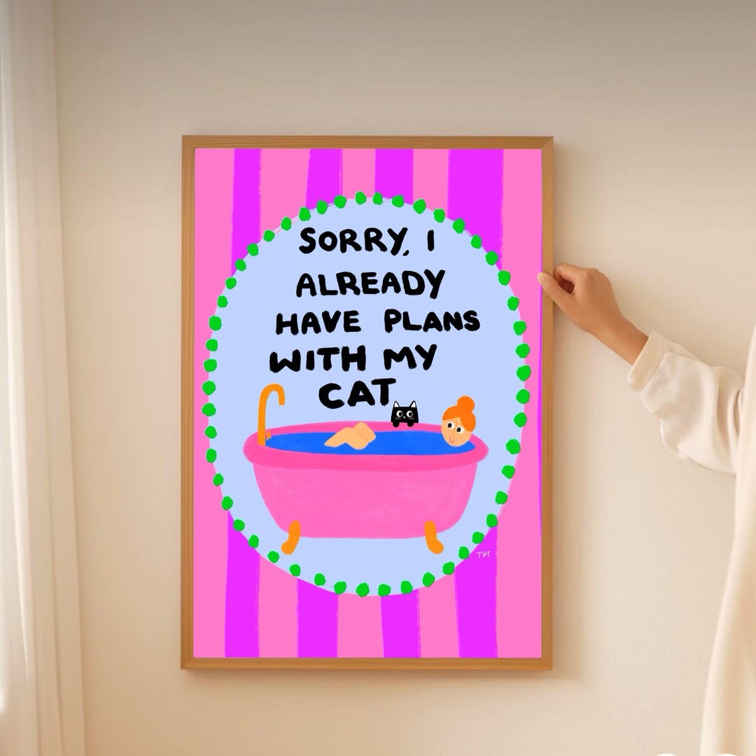 Funny Cat Bath Print – Feline Wall Art - Etsy