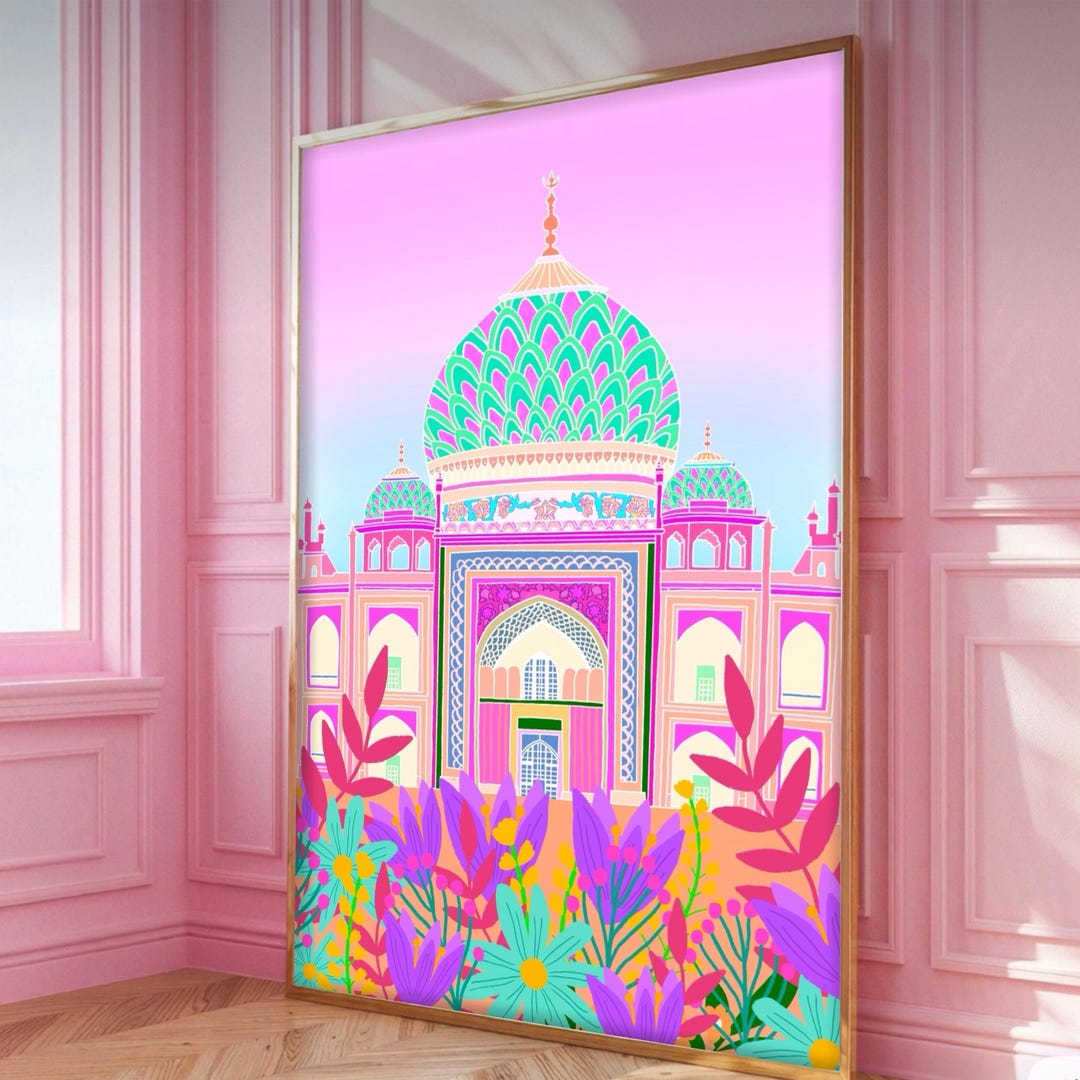 Taj Mahal Cat Art Print: Colorful Feline Illustration - Etsy Australia