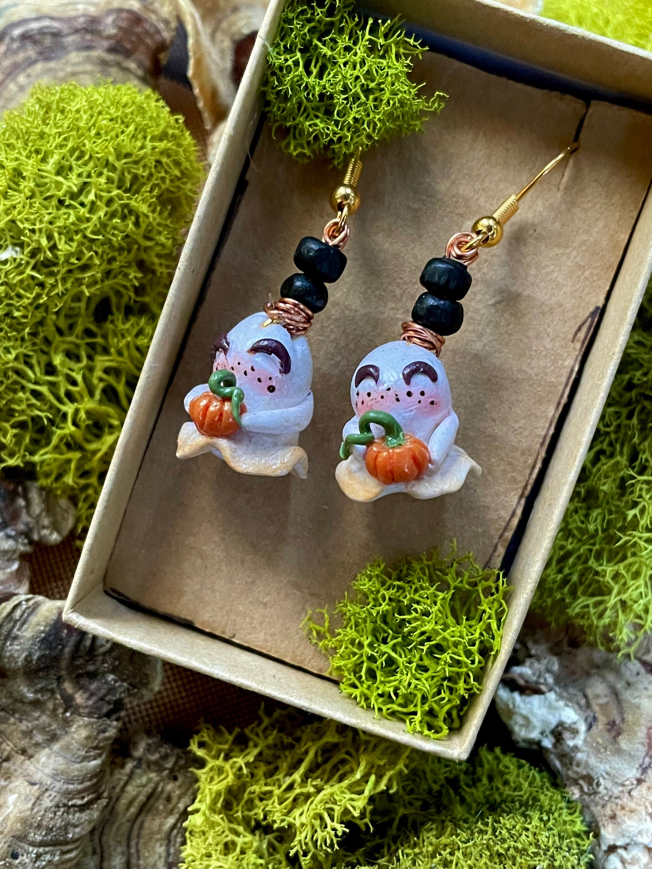 Cute Ghost Earrings Halloween Ghost Earrings Ghost With - Etsy