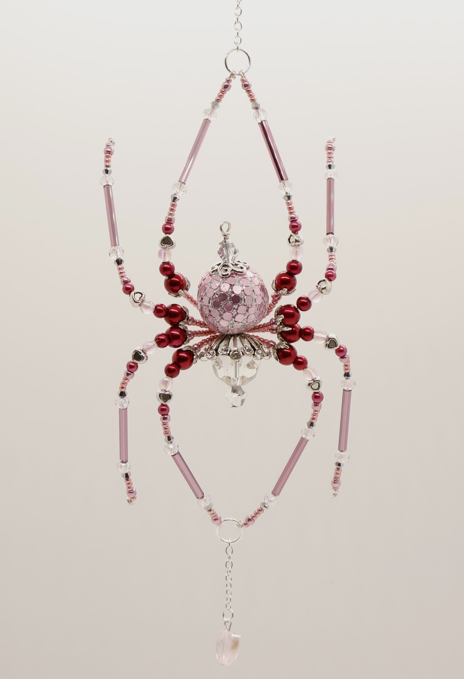 Christmas Spider, Pink Beaded Spider, Spider Suncatcher, Christmas ...