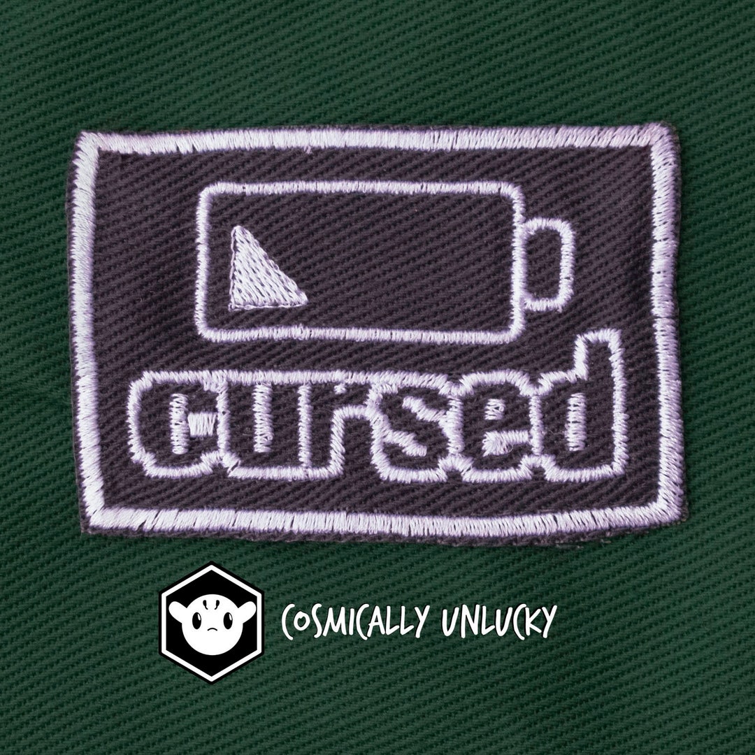 Embroidered Cursed Low Battery Cloth Patch - Etsy