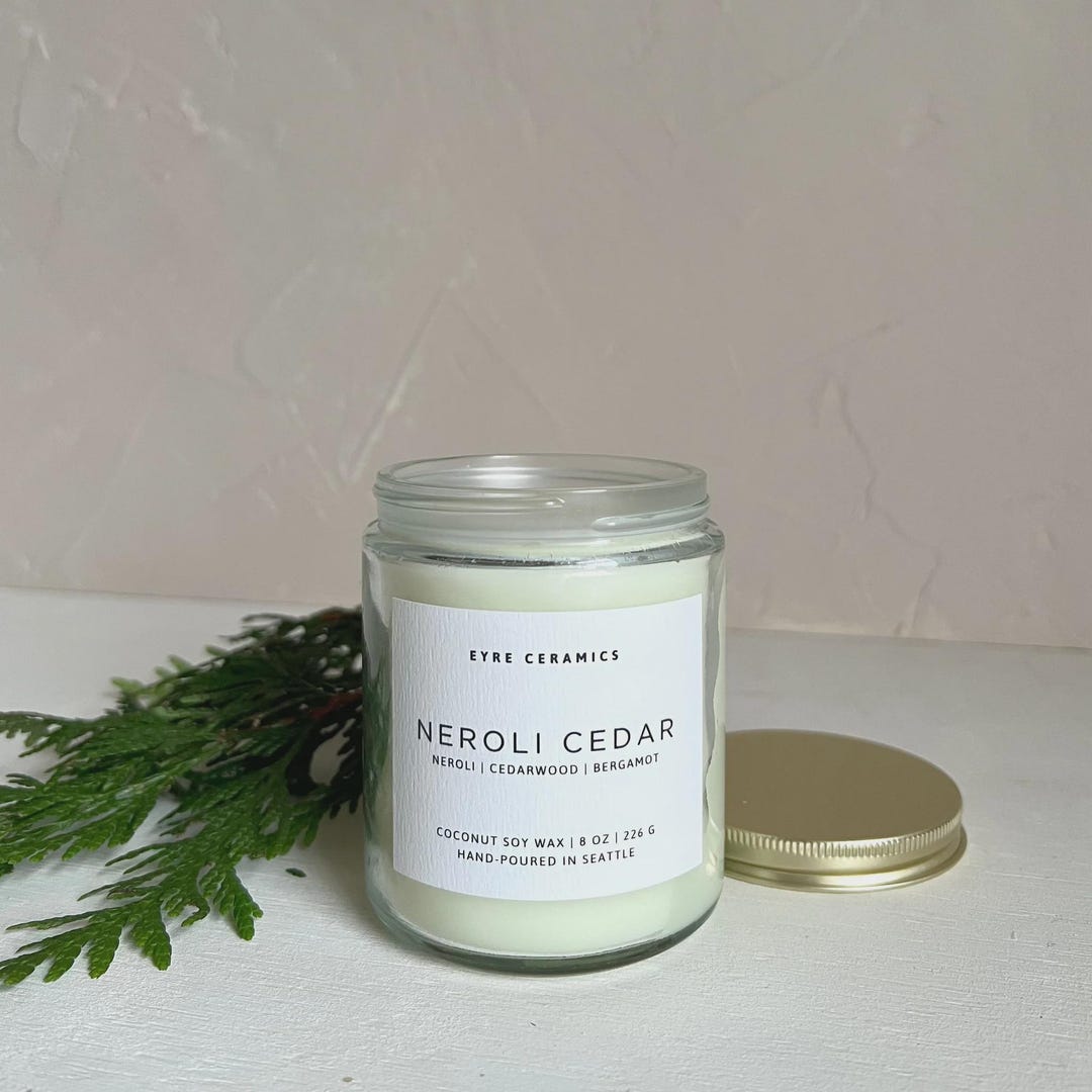 Hand Poured Neroli Cedar Candle | Coconut Soy Wax | Bergamot and Citrus ...