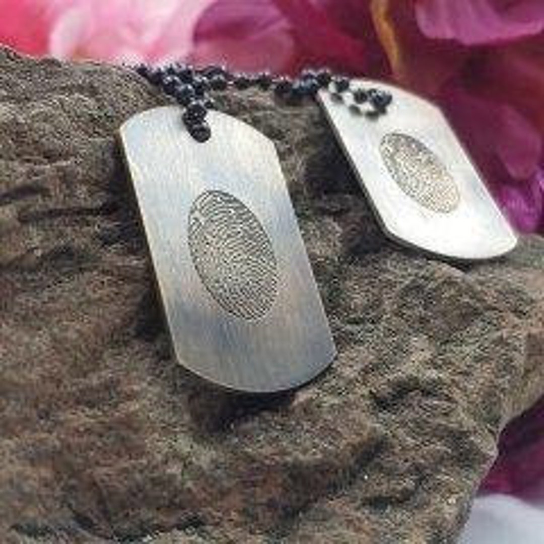 Dog Tag Fingerprint Necklace, Sterling Silver or Brass - Etsy