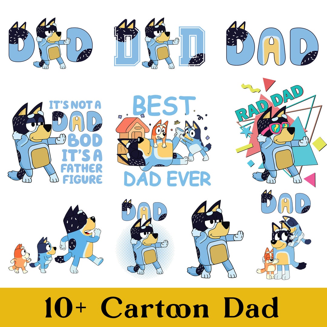 Cartoon Dad Png Bundle, Dad Png, Dad Png, Blue Mom Life Png, Bluey Dad ...