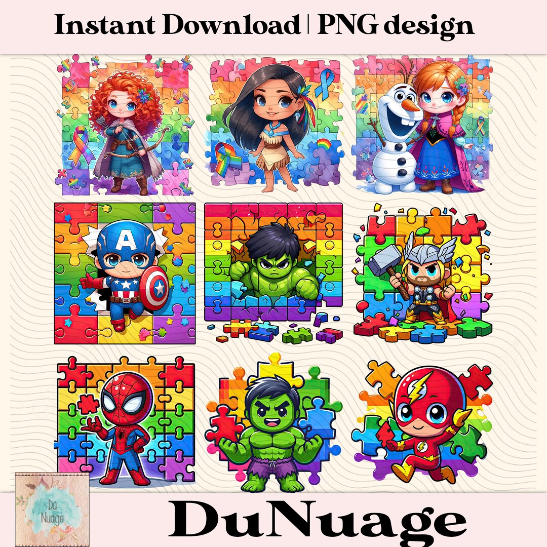 60 Autism Awareness Png Bundle, Autism Png, Character Cartoon Autism ...