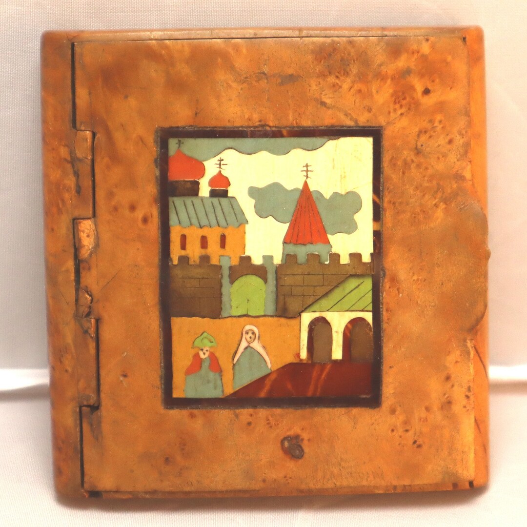 Russian Imperial Era Burl Cigarette Box Inlaid Babushka Scene Lid - Etsy