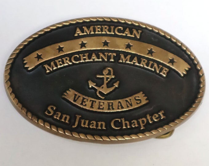 Vintage Merchant Marine Belt Buckle Anacortes Brass San Juan Chapter - Etsy